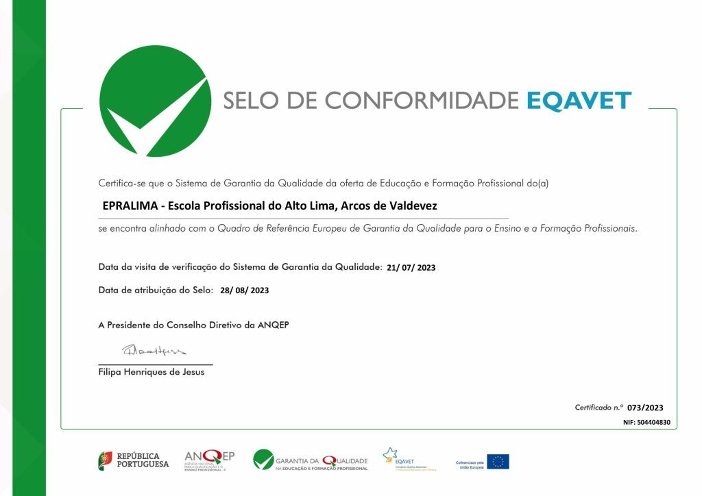 Selo de conformidade EQAVET - Epralima